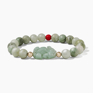 Natural Green Jade Pixiu Wealth Bracelet With REAL Gold | Eat.Read.Love.